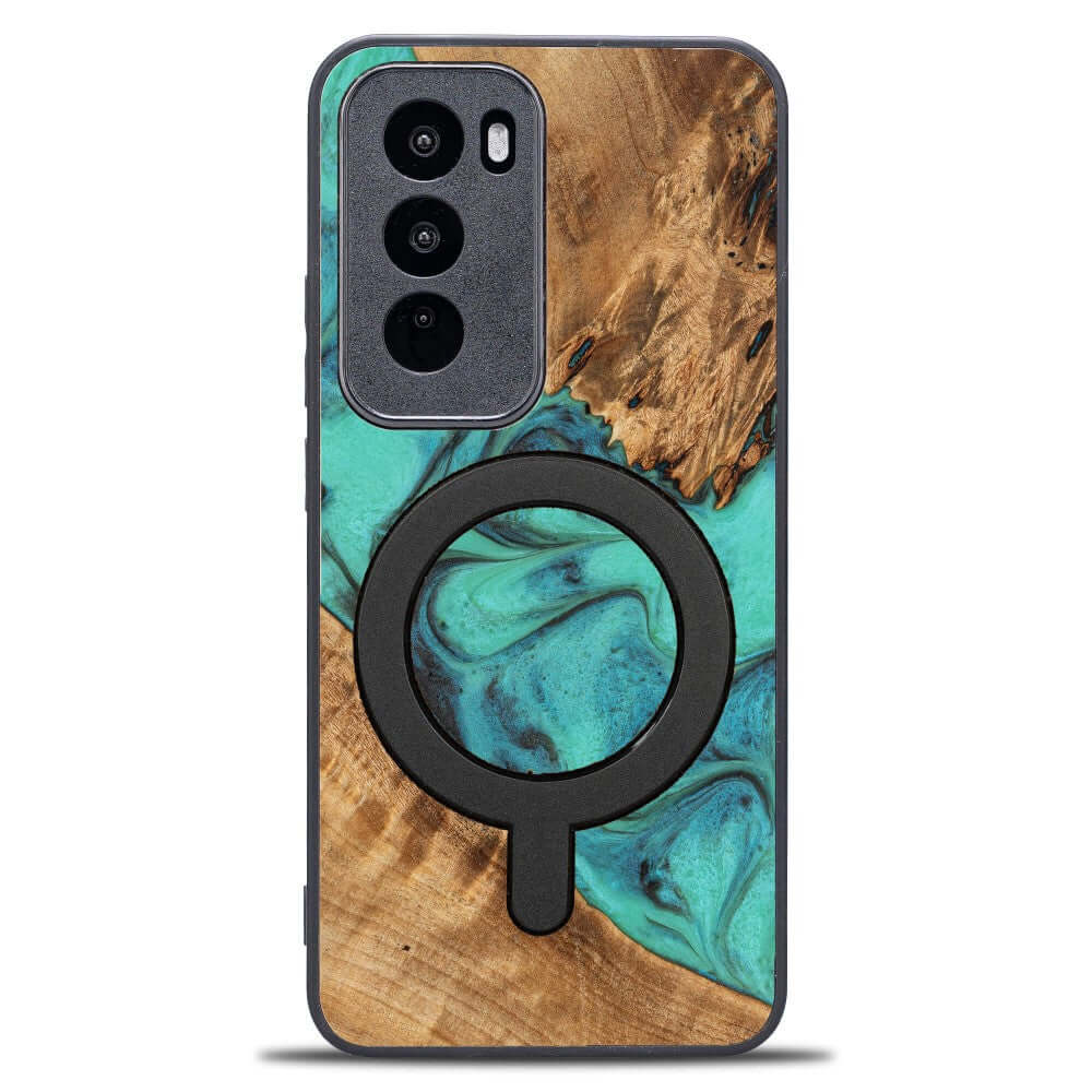 Holzhülle für Oppo Reno 12 Pro, Bewood Unique Turquoise für MagSafe