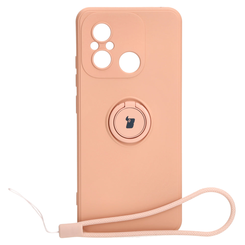 Schutzhülle Bizon Case Silicone Ring Sq für Xiaomi Redmi 12C, Hellrosa